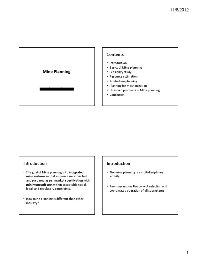 Fundamental of Mine Planning and Design (Compatibility Mode) | PDF ...
