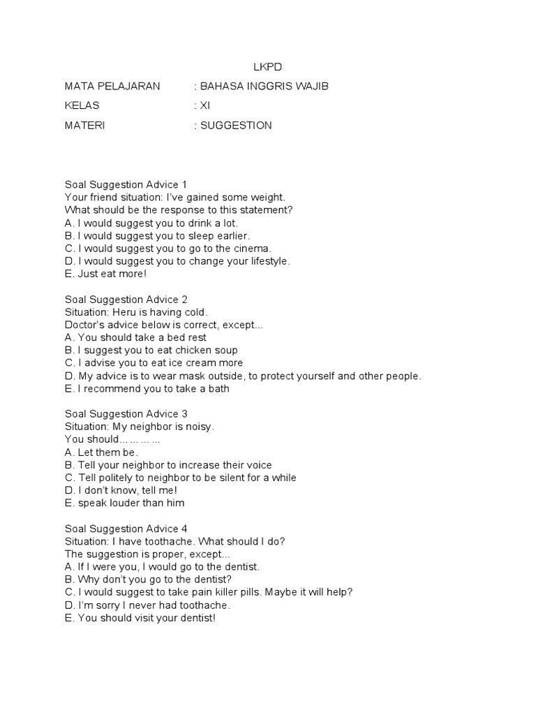 LKPD Bahasa Inggris Xi | PDF