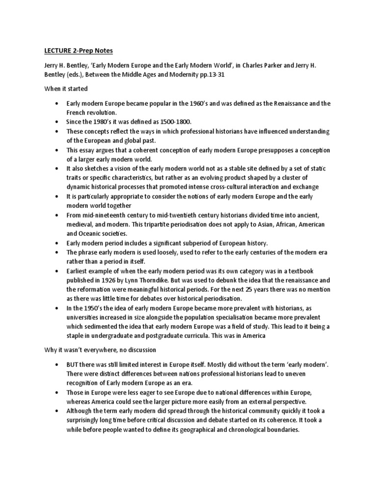 Early Modern History Lecture 2 Prep | PDF | Early Modern Period | Europe Early Modern History Lecture 2 Prep | PDF | Early Modern Period | Europe