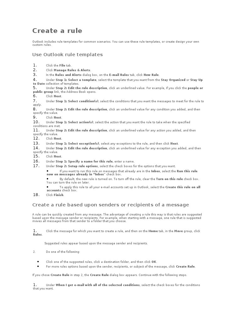 Creating Custom Rules In Outlook To Organize Email Messages PDF