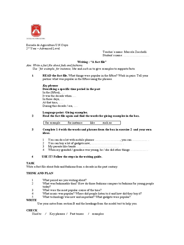 Writing A Fact File | PDF