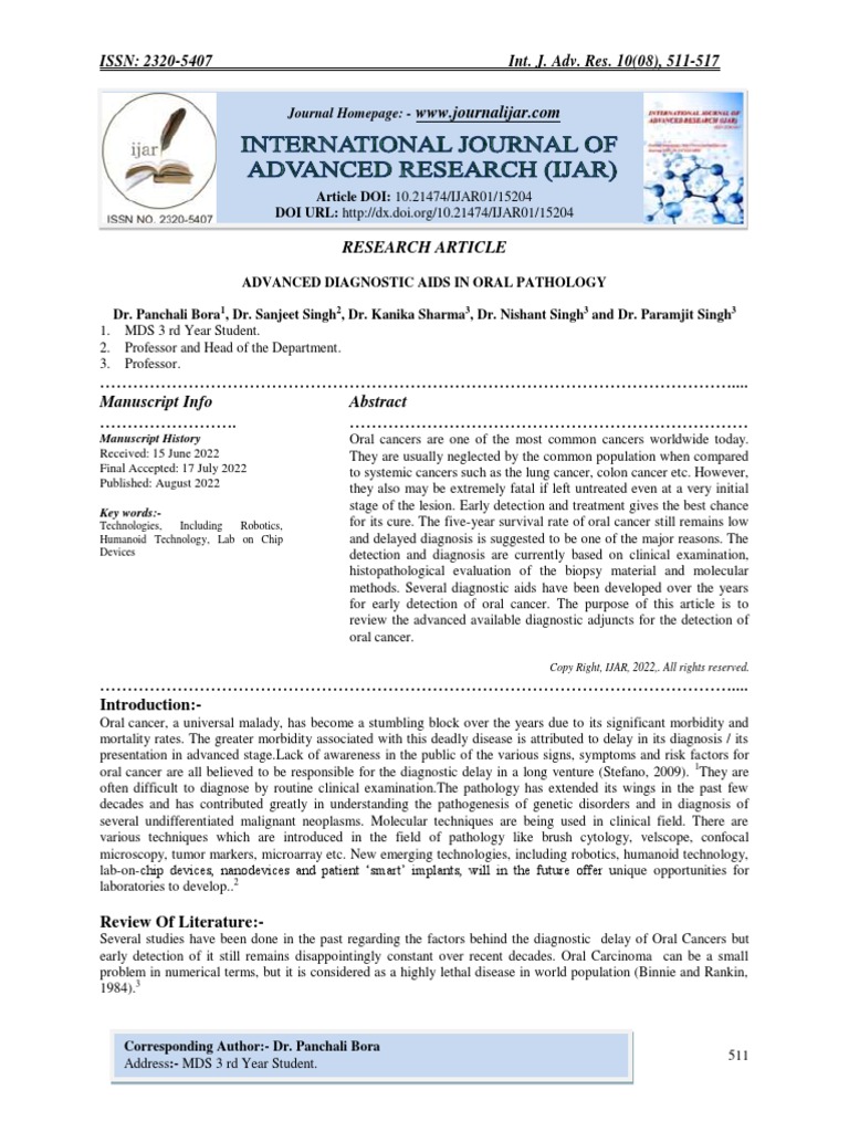 ADVANCED DIAGNOSTIC AIDS IN ORAL PATHOLOGY | PDF | Polymerase Chain ...