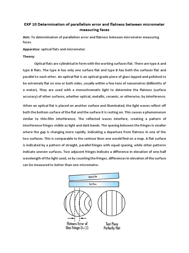 EXP 10 Determination of Parallelism Error and Flatness Between ...