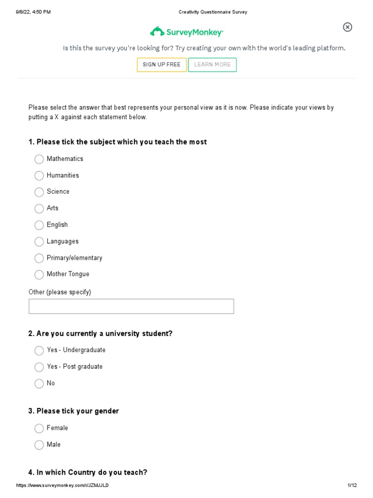 Creativity Assessment for Educators | PDF | Creativity | Test (Assessment)