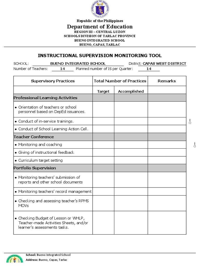 Instructional Supervision Tool Overview | PDF | Learning | Educational ...