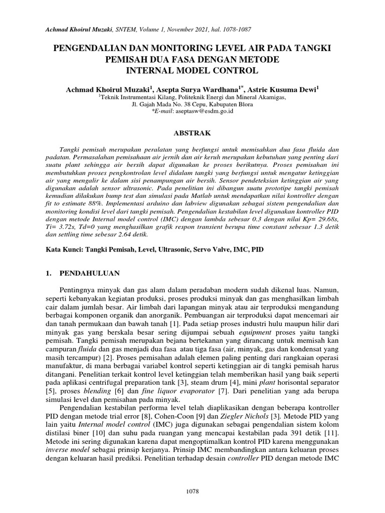 Tik 30 10 Hal Pengendalian Dan Monitoring Level Air Pada Tangki Pemisah ...