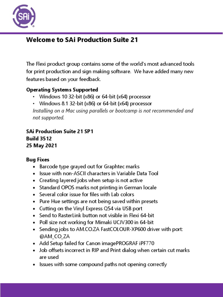 SAi Production Suite 21 Readme | PDF