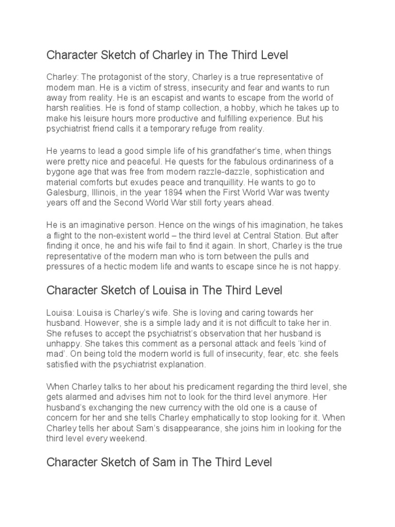 Character Sketch of Charley in The Third Level | PDF