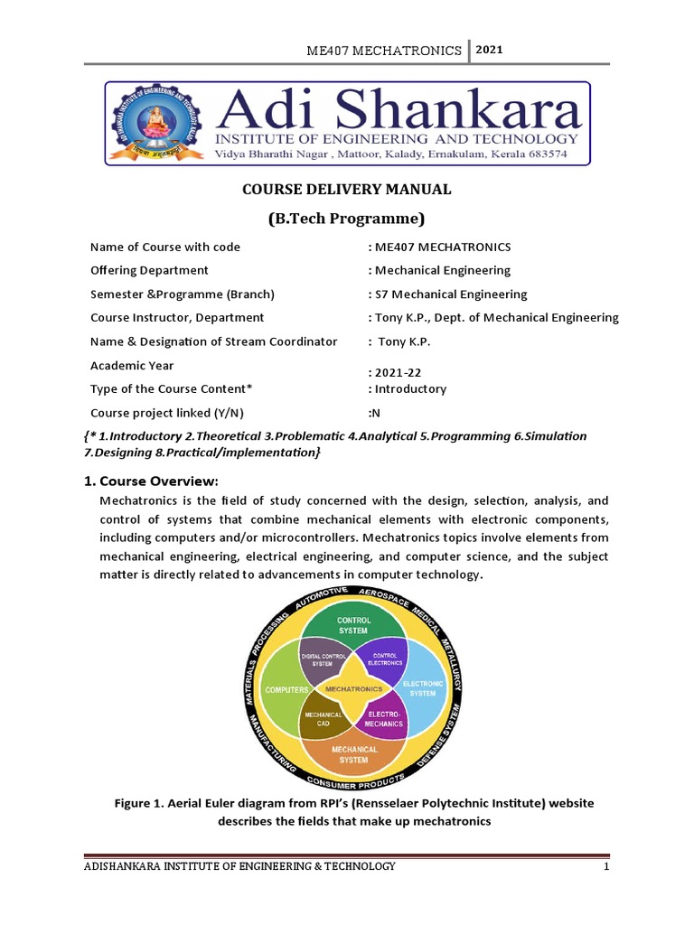CDM ME 407 Mechatronics - 2021 | PDF | Microelectromechanical Systems ...