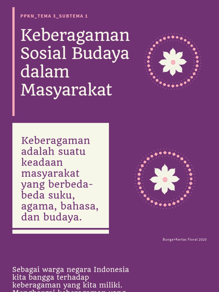 BDR - PPKN - Tema 3 - Subtema 1 - Keberagaman Sosial Budaya | PDF