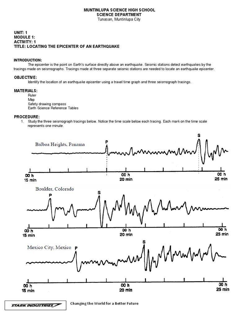 ACTIVITY 1 Location of The Earthquake Epicenter | PDF | Seismology ...