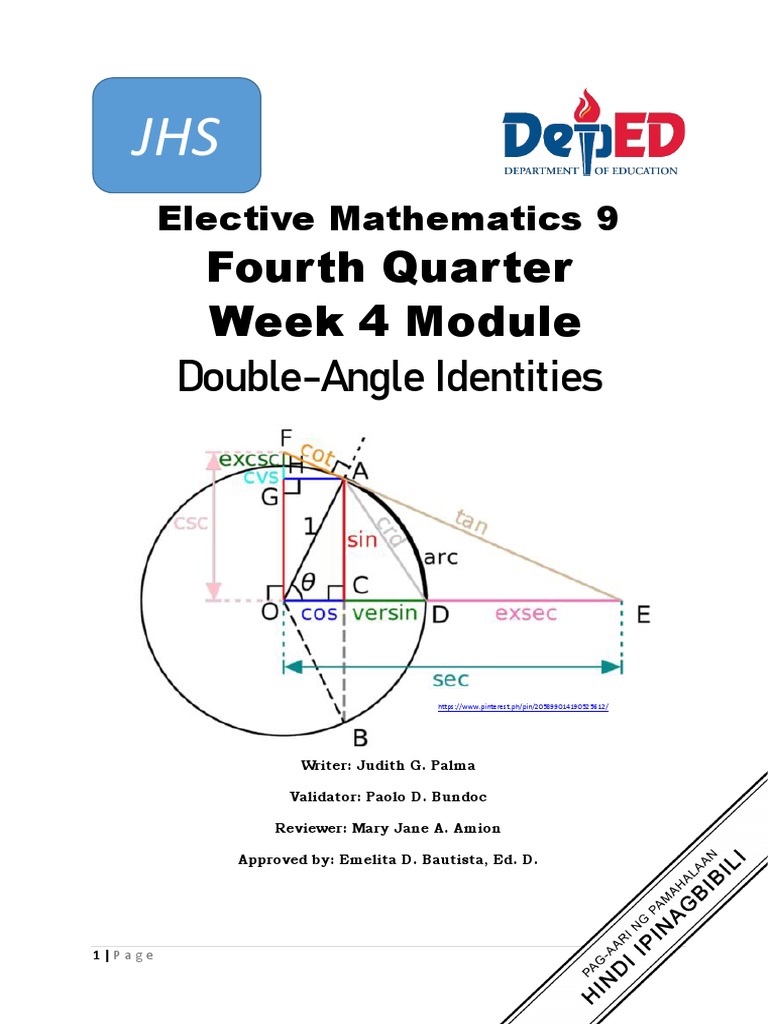 Emath 4th Quarter Week 4 Module Pdf Trigonometric Functions Geometry