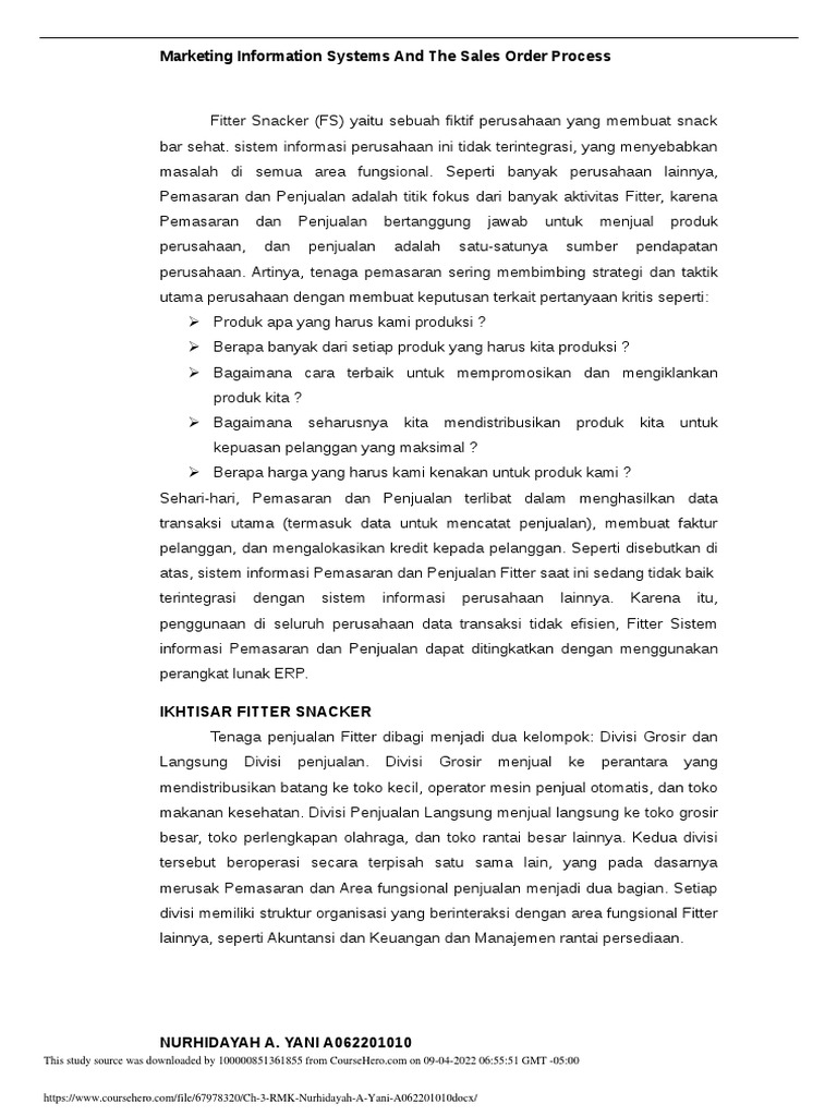 CH 3 RMK Nurhidayah A Yani A062201010 | PDF