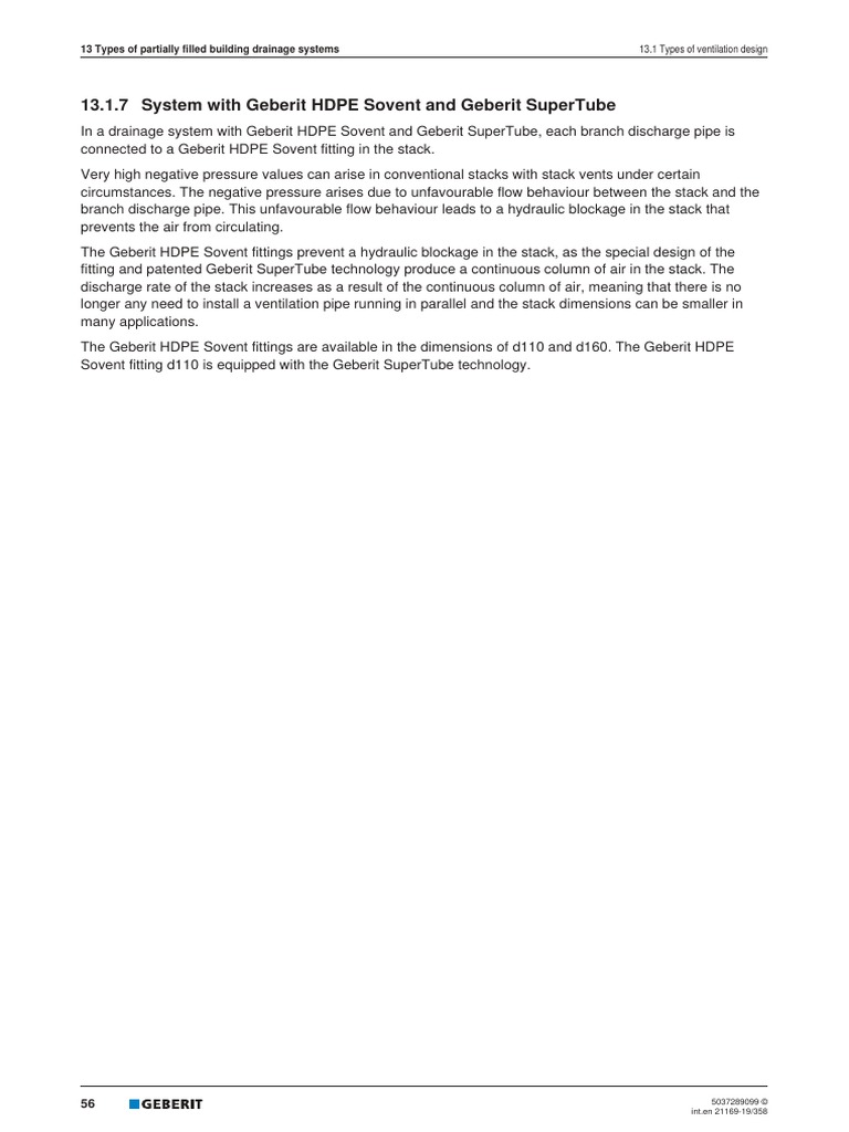 System With Geberit HDPE Sovent and Geberit SuperTube | PDF | Pipe ...