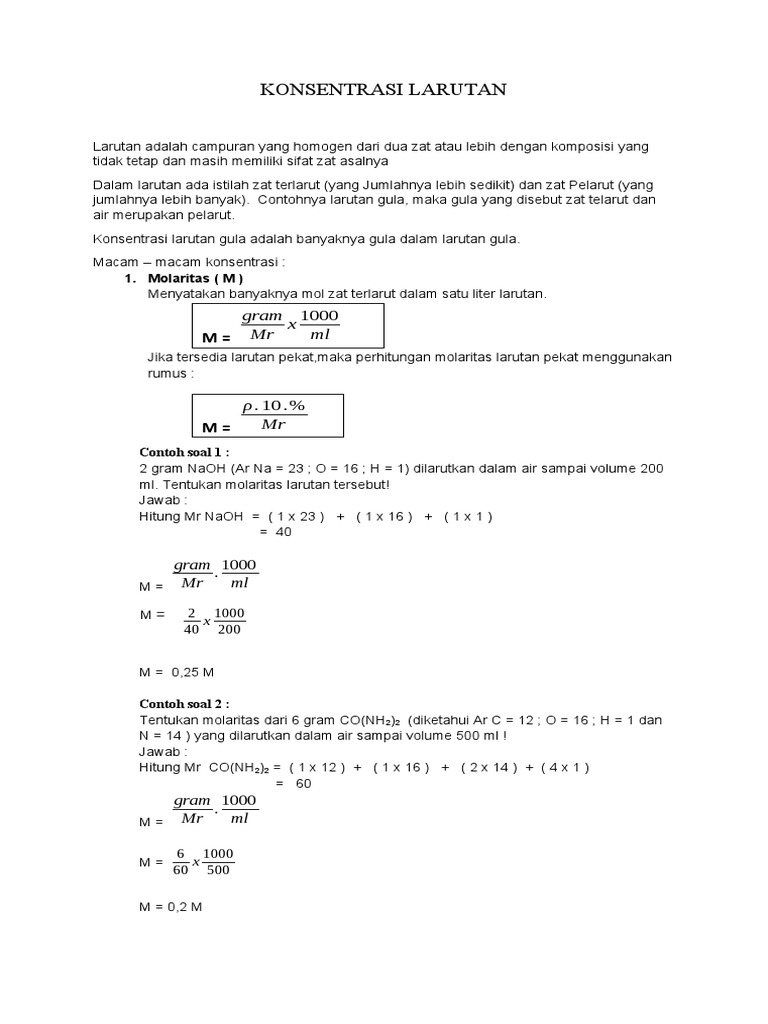Konsentrasi Larutan | PDF