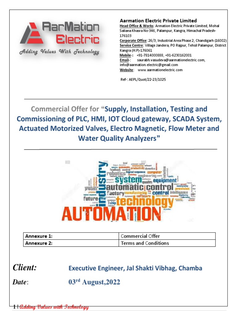Estimate - Automation (Chamba Tender) | PDF | Programmable Logic Controller | Scada
