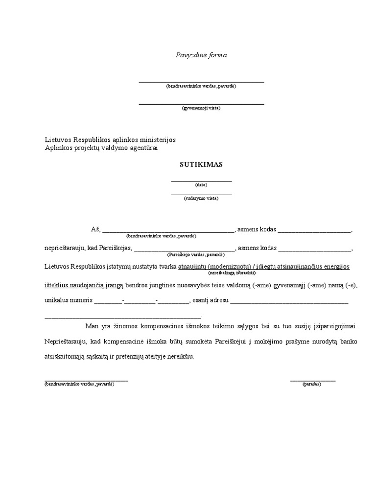 Sutikimas Del Jungtines Nuosavybes | PDF