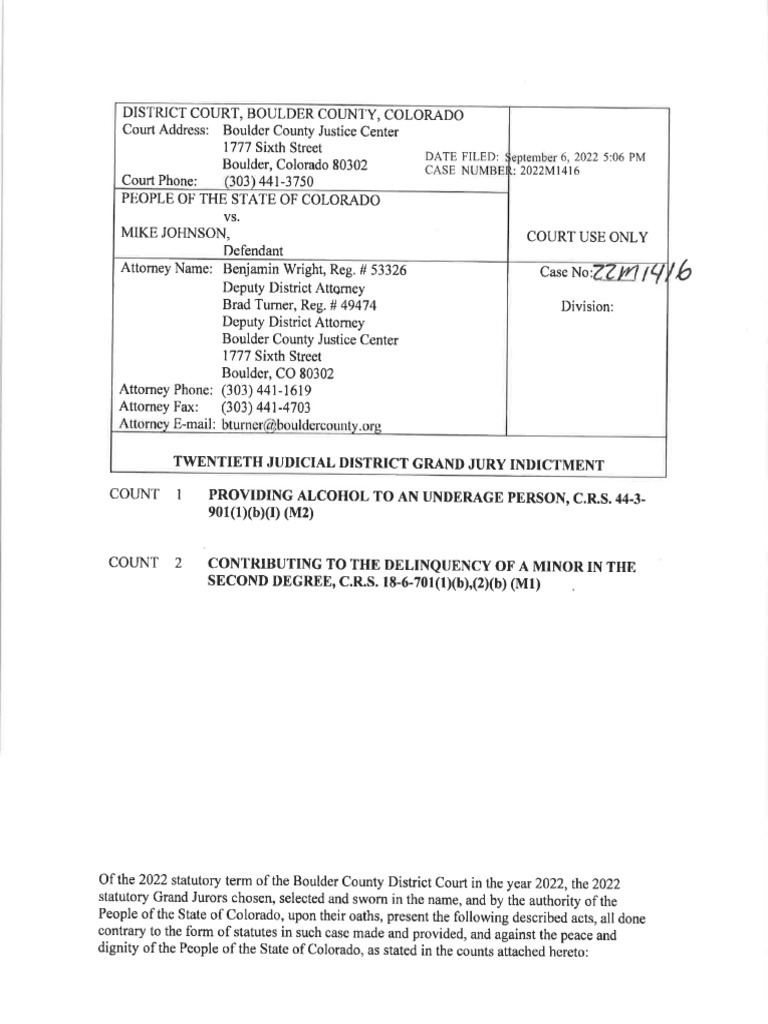 Mike Johnson Indictment | PDF