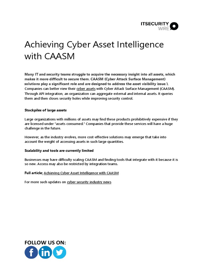 Achieving Cyber Asset Intelligence With CAASM | PDF | Business