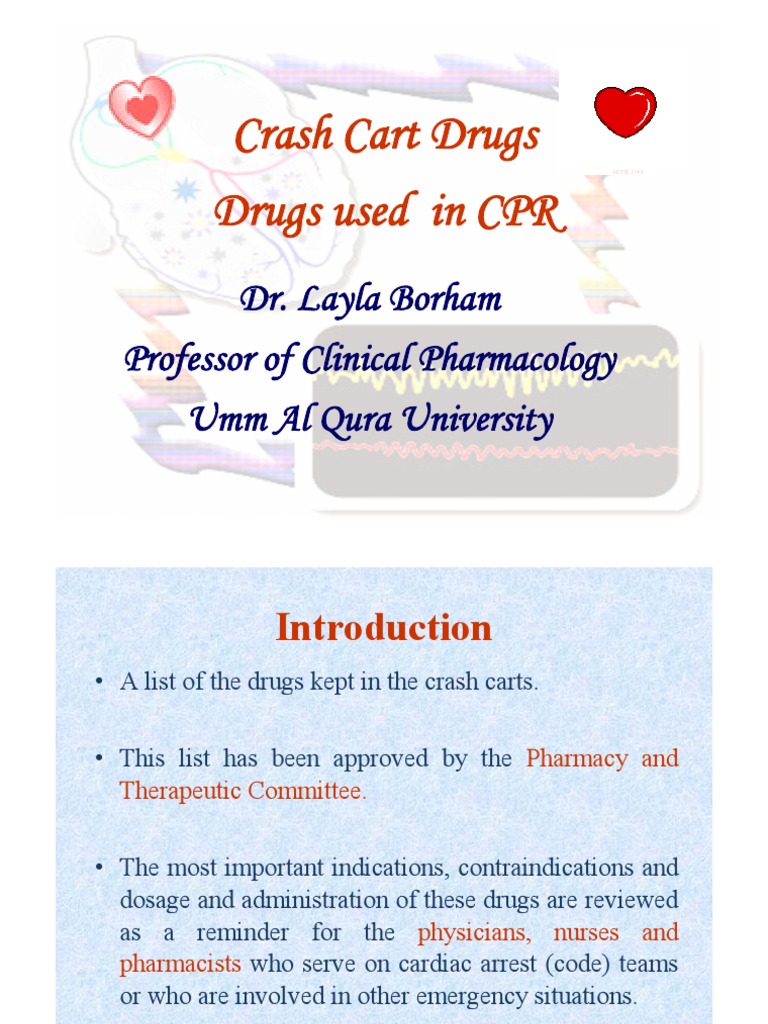 Crash Cart Drugs 1 | PDF | Cardiac Arrest | Internal Medicine
