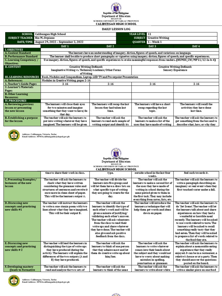 Creative Writing - Week 1 | PDF | Learning | Experience