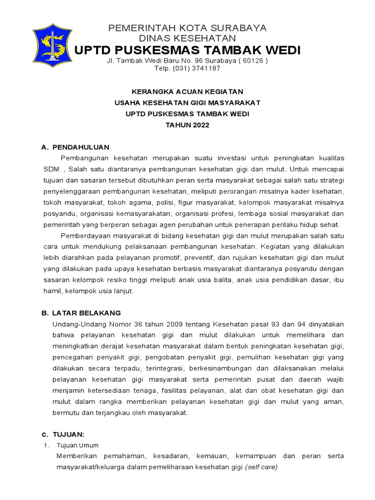 Kak Ukgm Puskesmas Tambak Wedi | PDF