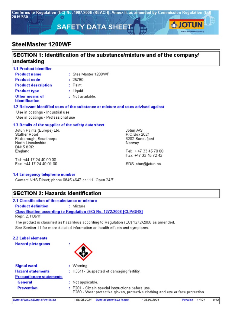 Jotun Steelmaster | PDF | Toxicity | Waste