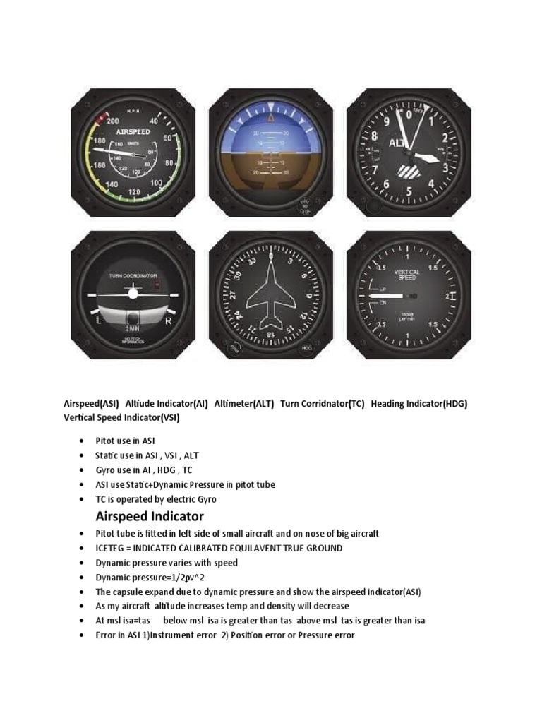 Overview of Aircraft Flight Instruments | PDF | Airspeed | Gyroscope