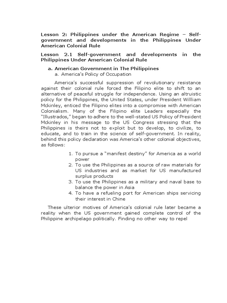 American Colonial Rule in the Philippines | PDF | Philippines | Free Trade