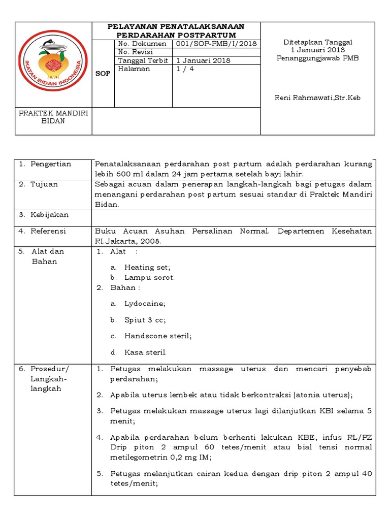 Sop Postpartum HPP | PDF