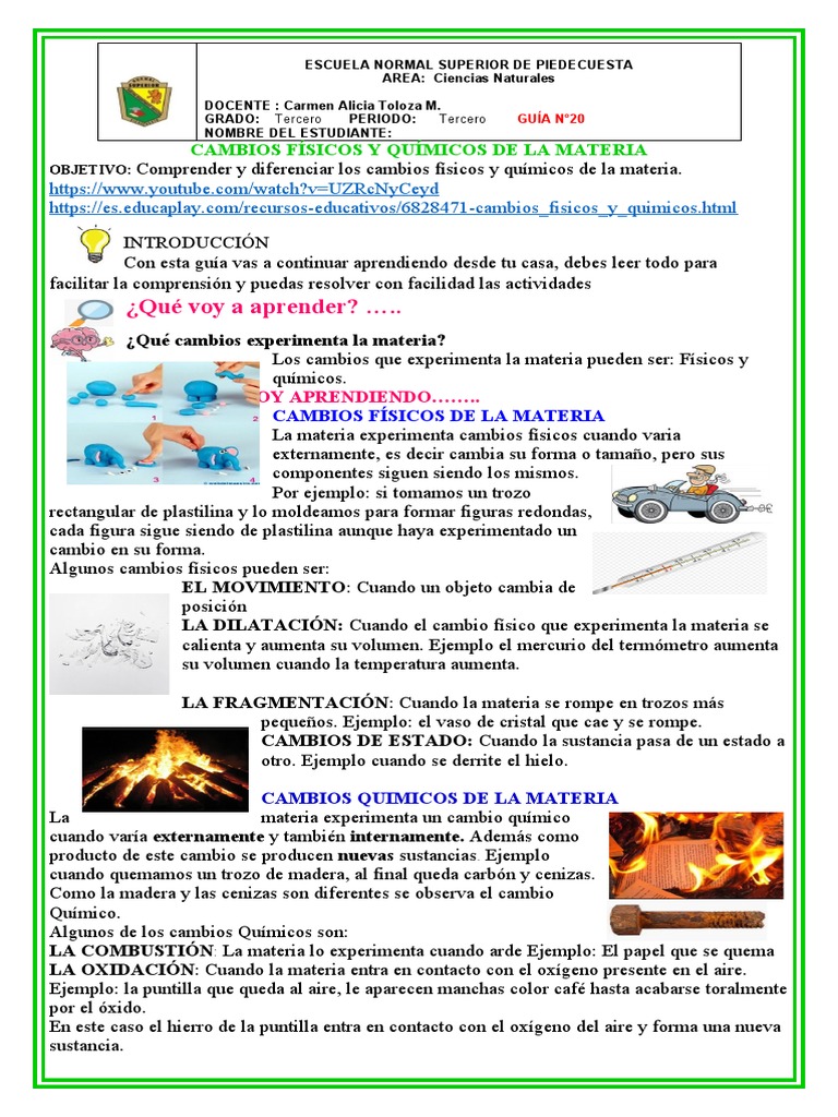 Cambios Físicos y Químicos Dela Materia | PDF | Importar | Fermentación
