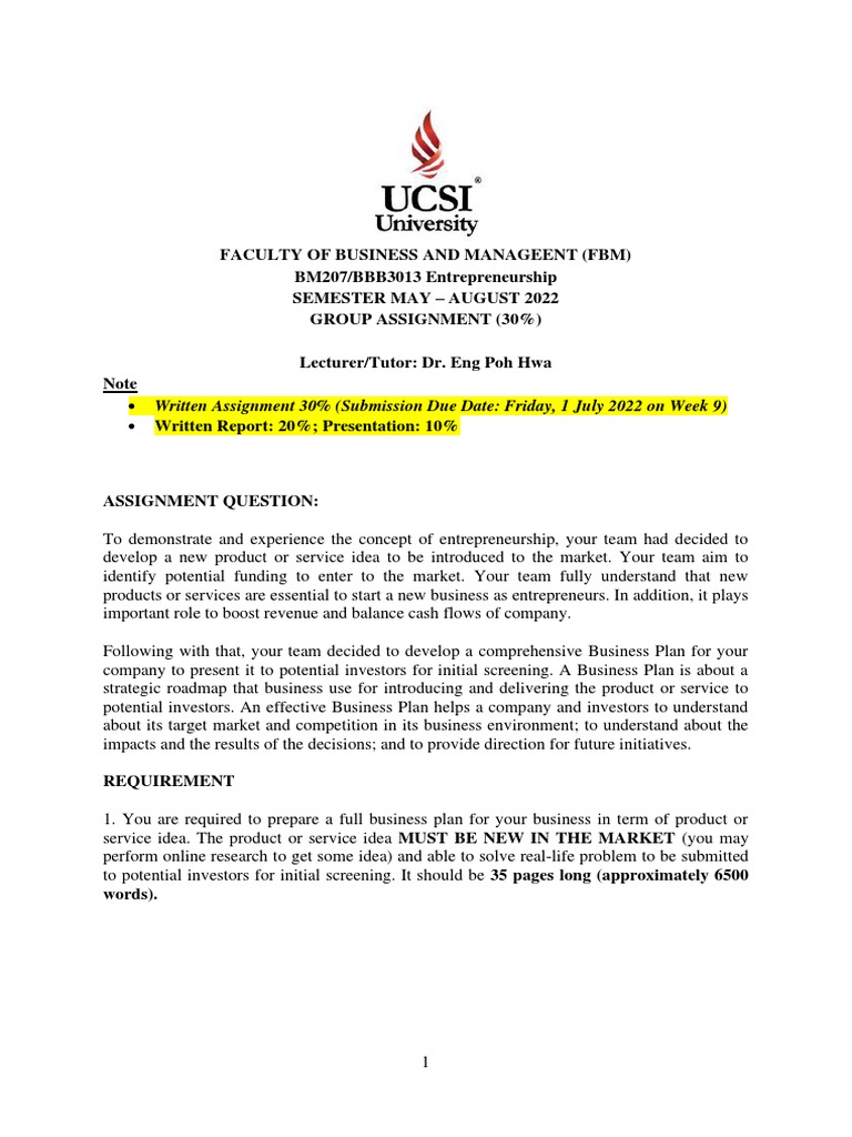 GROUP ASSIGNMENT Entrepreneurship May 2022 | PDF | Microsoft Word ...