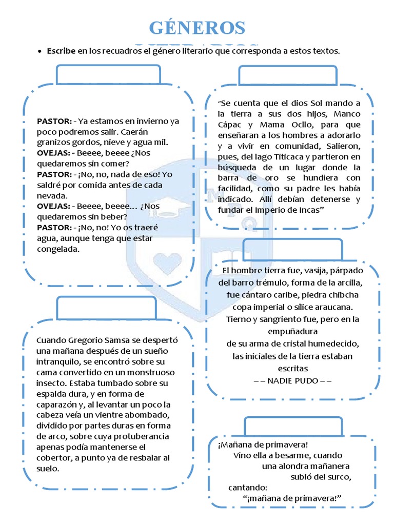 Identificación de Géneros Literarios | PDF | Narración | Poesía épica