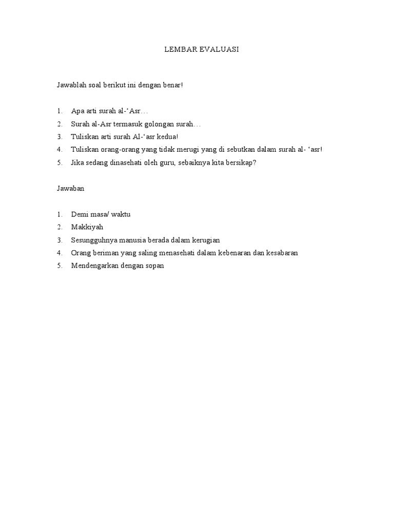Lembar Evaluasi | PDF