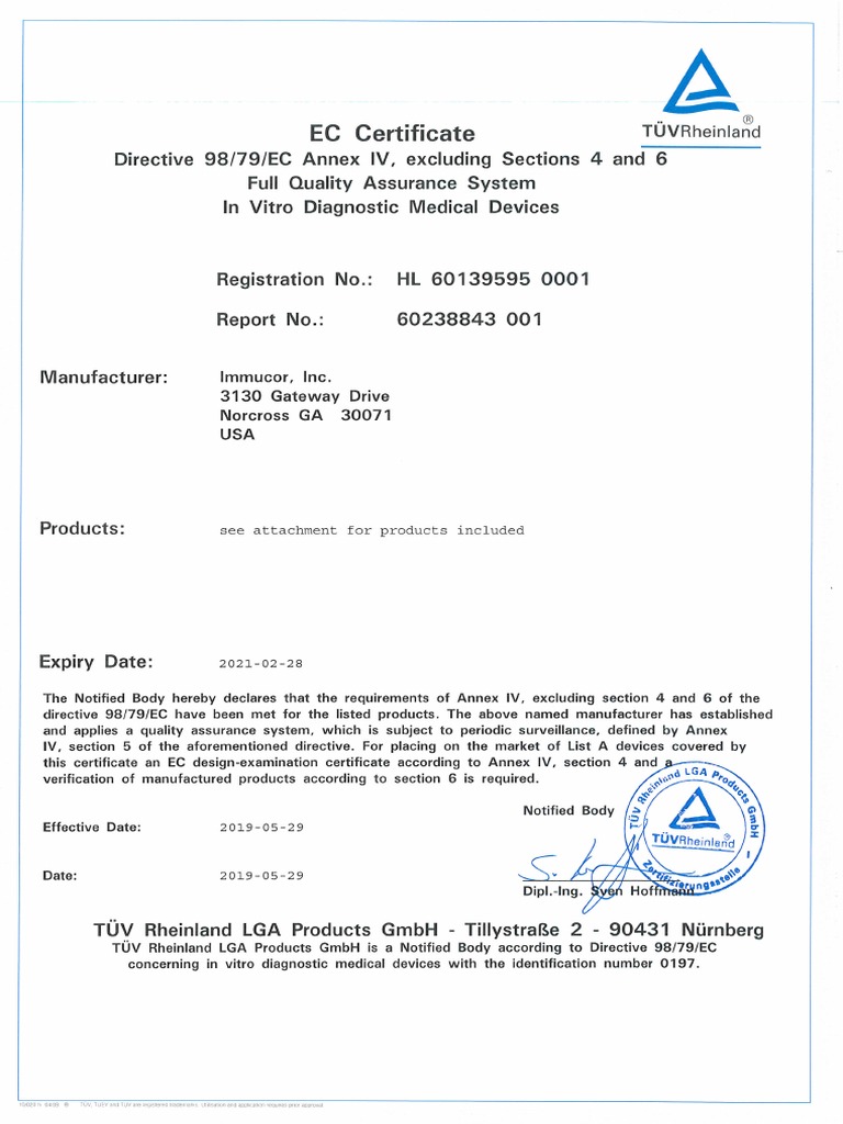 16.EC Certificate IMMUCOR INC | PDF