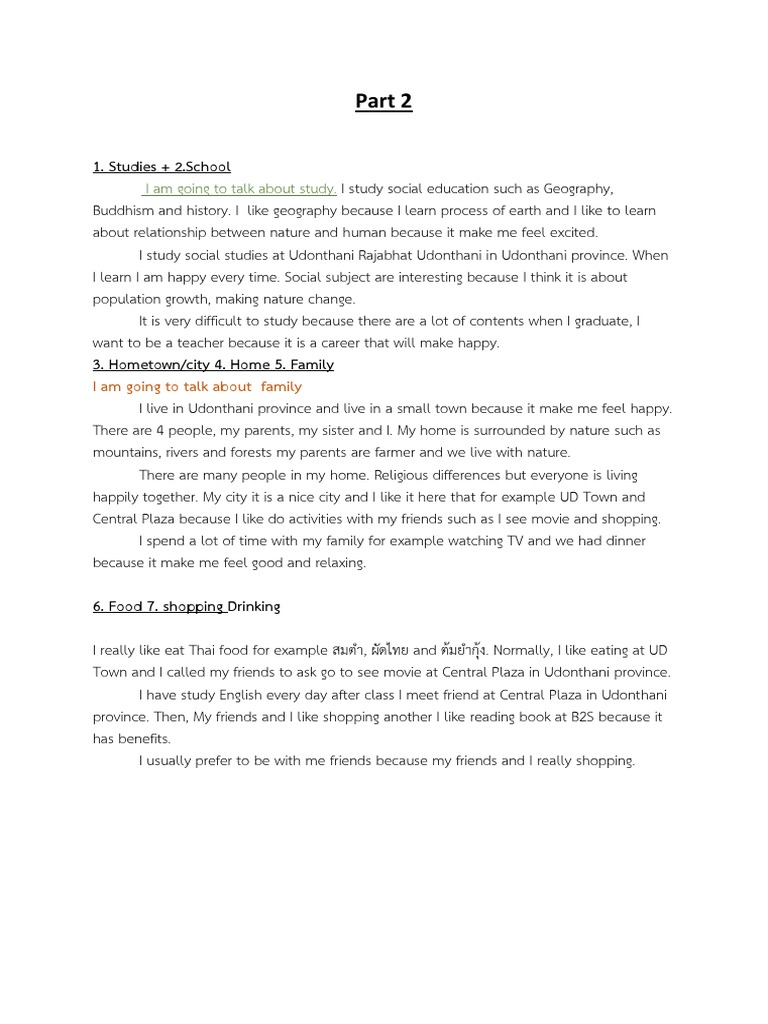 Speaking Part 2 | PDF