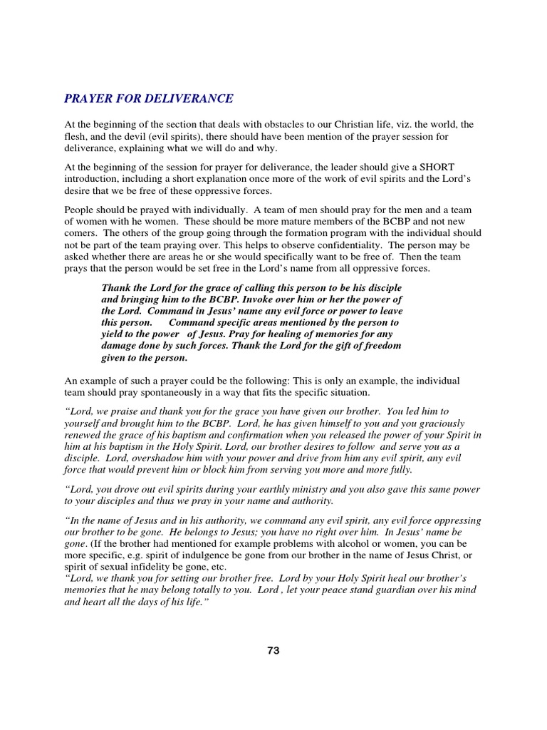 Payer For Deliverance | Download Free PDF | Prayer | Deliverance Ministry