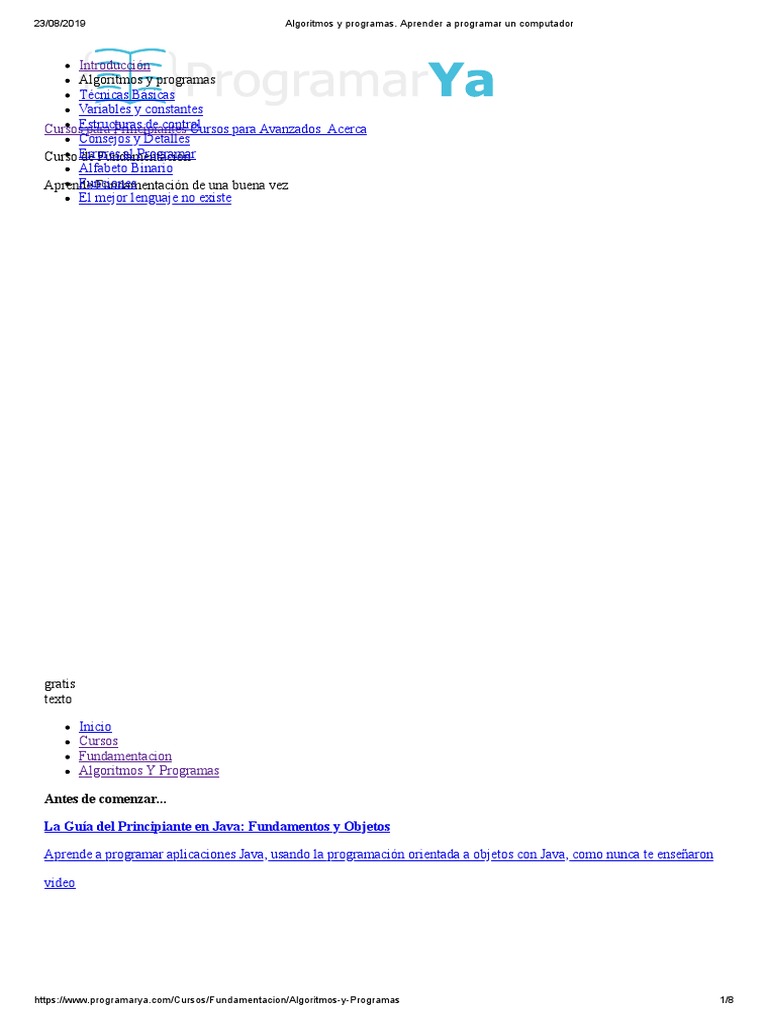 02-Algoritmos y Programas. Aprender A Programar Un Computador | PDF | Lenguaje de programación ...