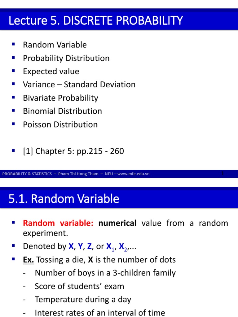 ProbStat Lec05 | PDF | Probability Distribution | Variance