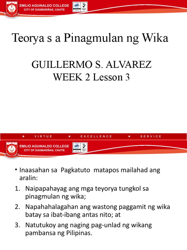 Week 2 Lesson 3-Teorya NG Wika | PDF Week 2 Lesson 3-Teorya NG Wika | PDF