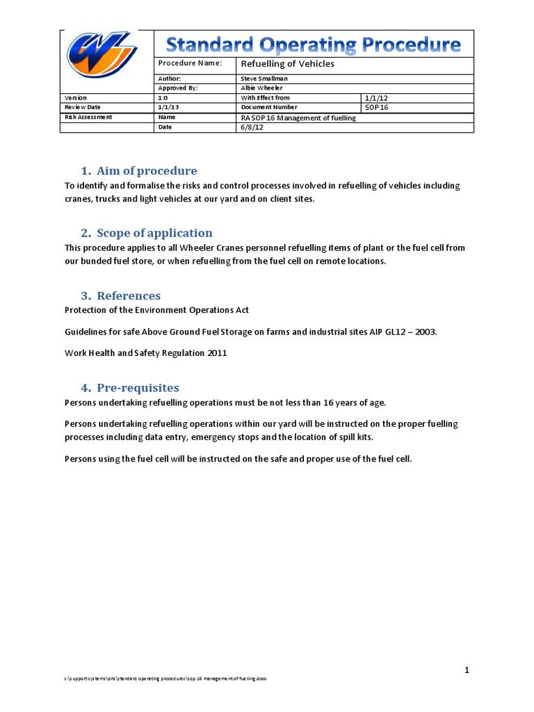 Vehicle Refuelling SOP Guidelines | PDF | Vehicles | Tanks