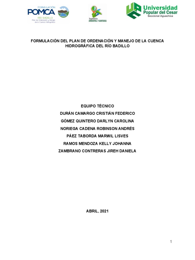 Plan de Manejo Cuenca Río Badillo | PDF | Institución | Business