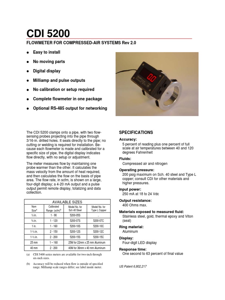 Manual CDI 5200 | PDF | Flow Measurement | Pipe (Fluid Conveyance)