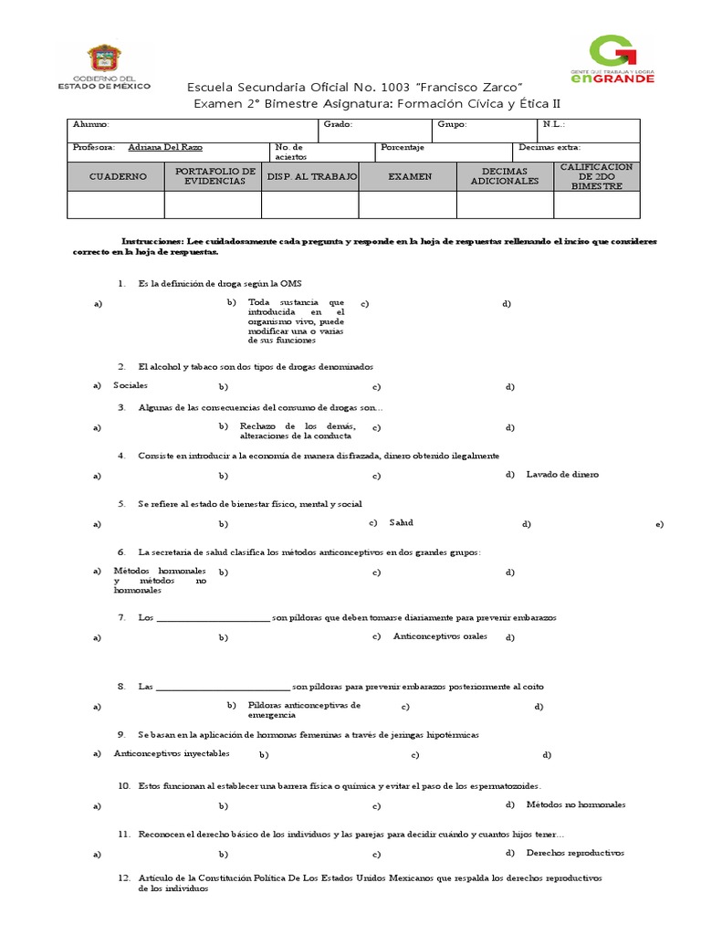 Ex b2. fcyeII CLAVE | PDF | Control de la natalidad | Nueva españa
