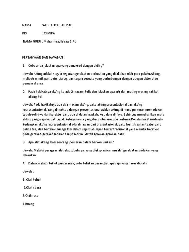 Panduan Akting: Teknik dan Improvisasi | PDF | Sains & Matematika