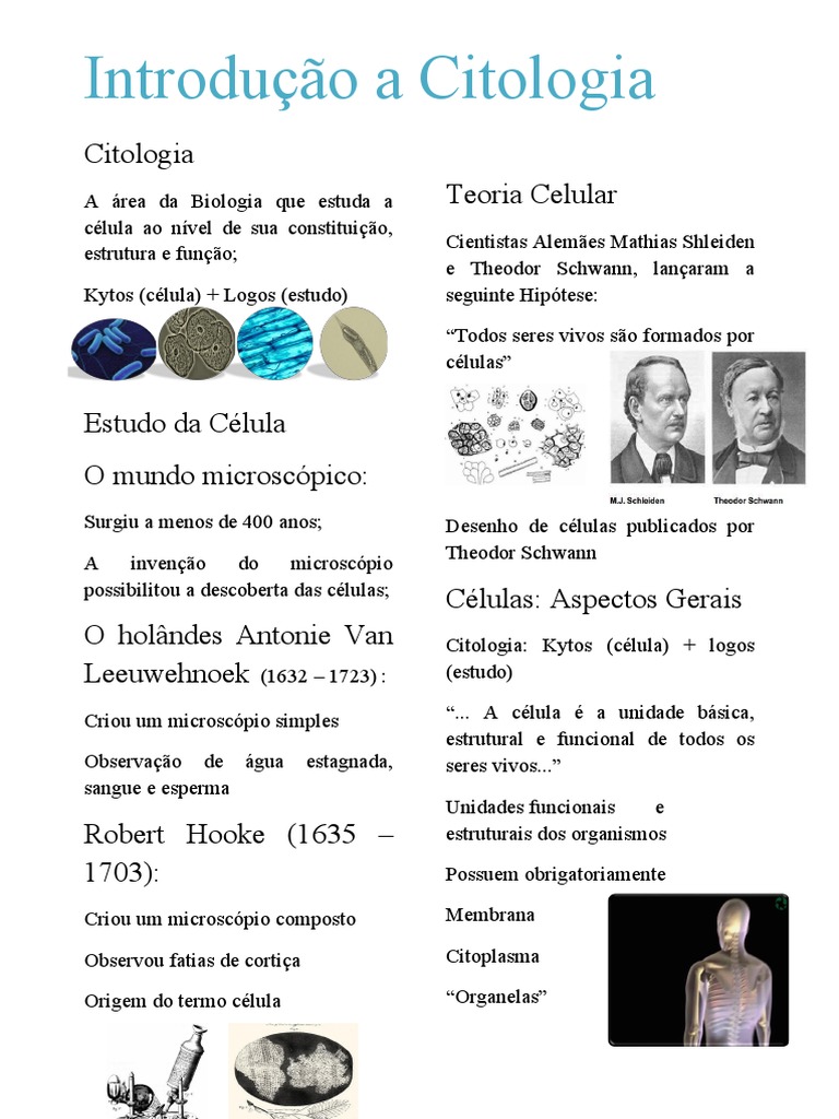 Introdução A Citologia | PDF | Célula (Biologia) | Citoesqueleto