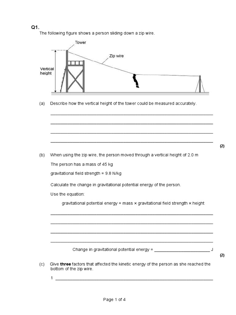 Energy Store HW 1 | PDF | Potential Energy | Mass