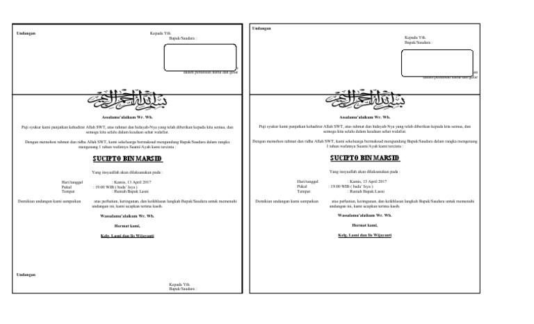 Contoh Undangan Kenduri | PDF