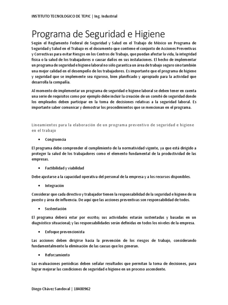 Elementos Clave del Programa de Seguridad | PDF | Seguridad y salud ...