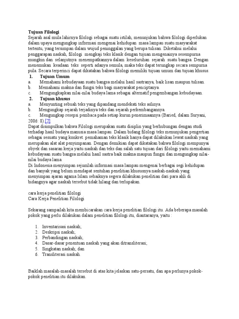 Tujuan Filologi | PDF